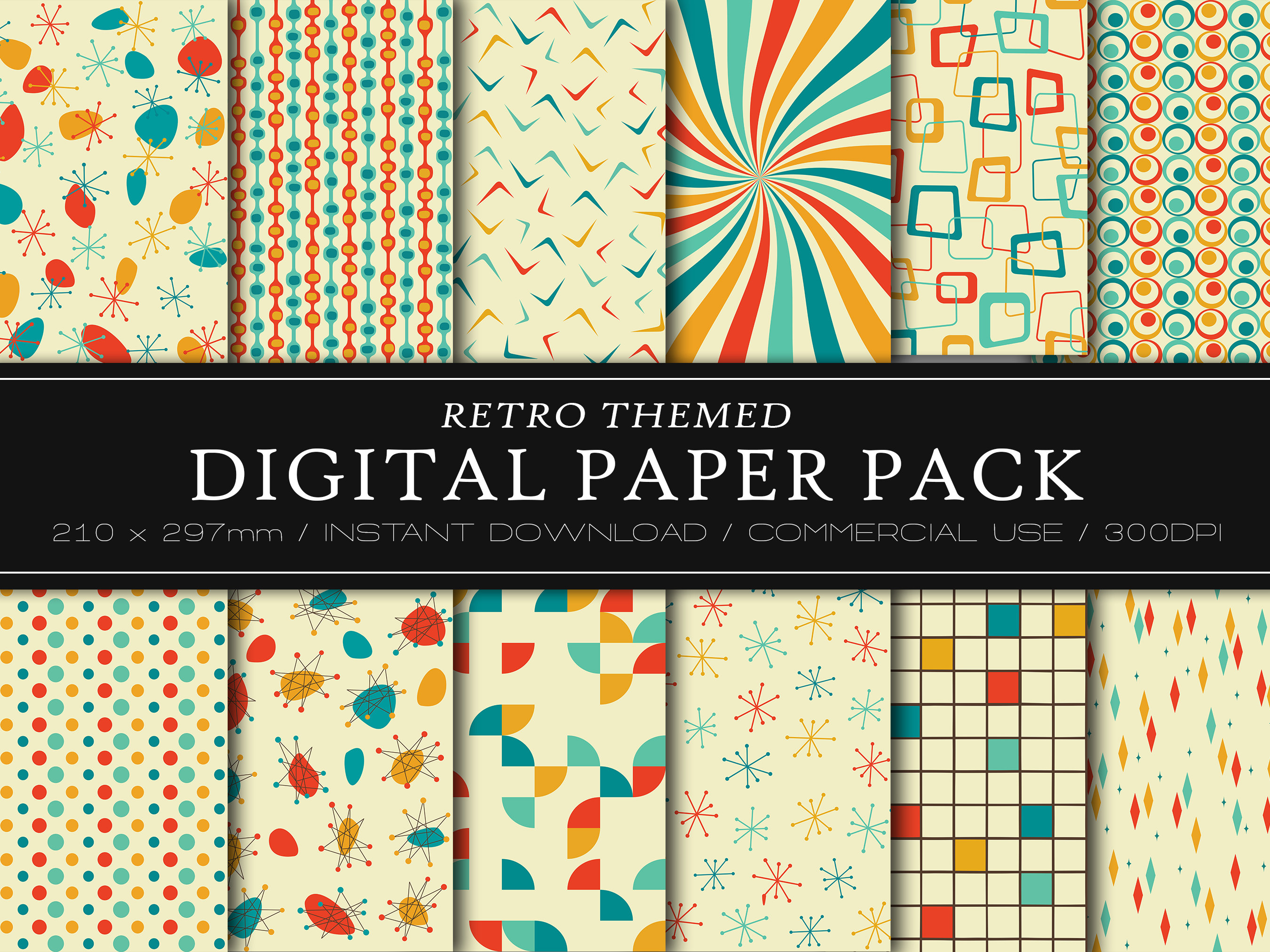 Retro Digital Papers PNG JPG SVG Commercial Use Instant - Etsy Canada