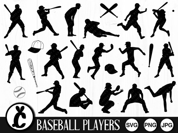 Baseball Players SVG PNG JPG Commercial Use Instant - Etsy