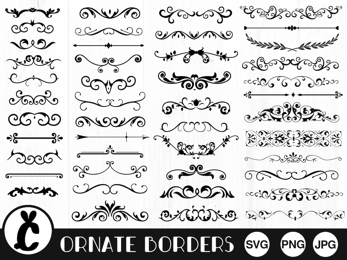 Ornate Borders SVG PNG JPG Digital Cut File Commercial - Etsy
