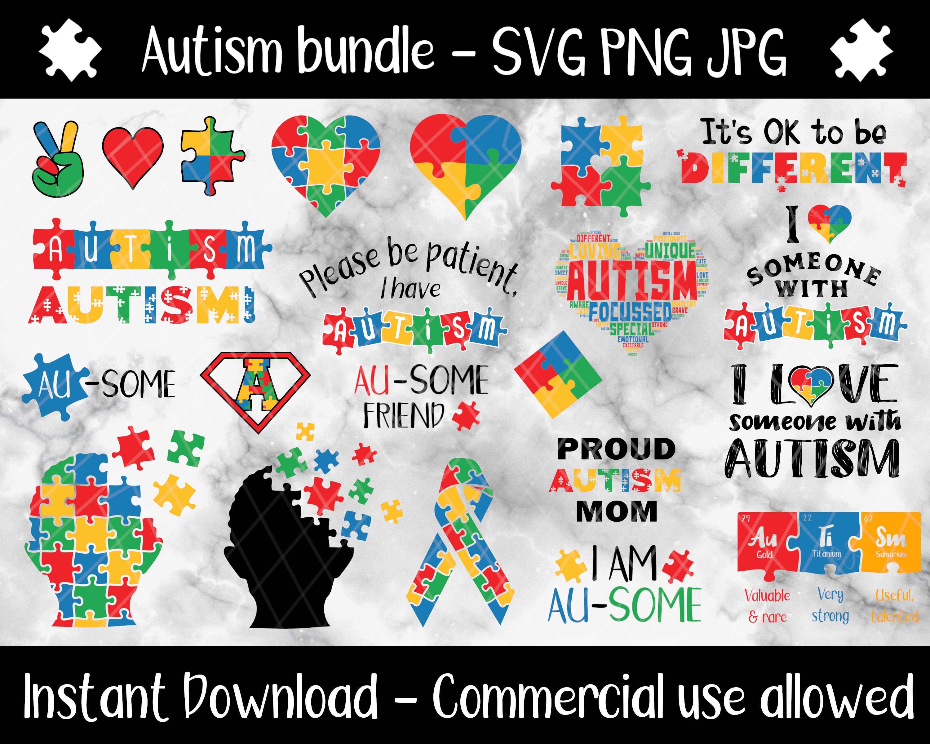 Autism Awareness Bundle SVG PNG JPG Digital Cut Files - Etsy