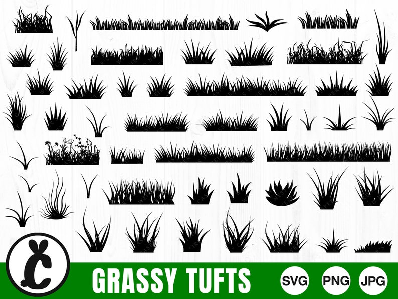 Grass Bundle - SVG PNG JPG - Digital Cut File, Commercial Use, Instant ...