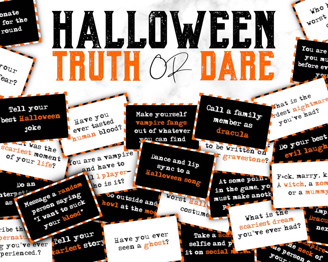 Printable Halloween, Truth or Dare, 50 PRINTABLE Cards, Instant ...