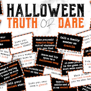 Printable Halloween, Truth or Dare, 50 PRINTABLE Cards, Instant ...
