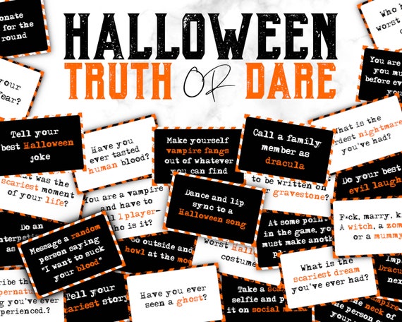 Printable Halloween Truth or Dare 50 PRINTABLE Cards - Etsy