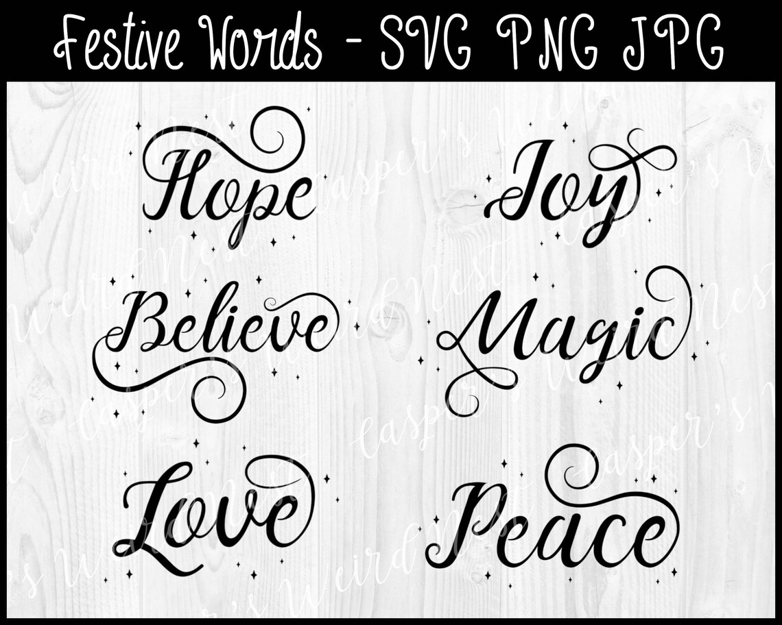 Festive Christmas Words SVG – Holiday Cut Files (commercial Use) - Etsy