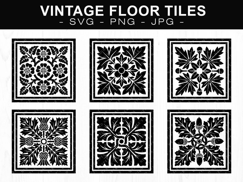 Vintage Tile Bundle - SVG, PNG, JPG - Commercial Use, Instant Download ...