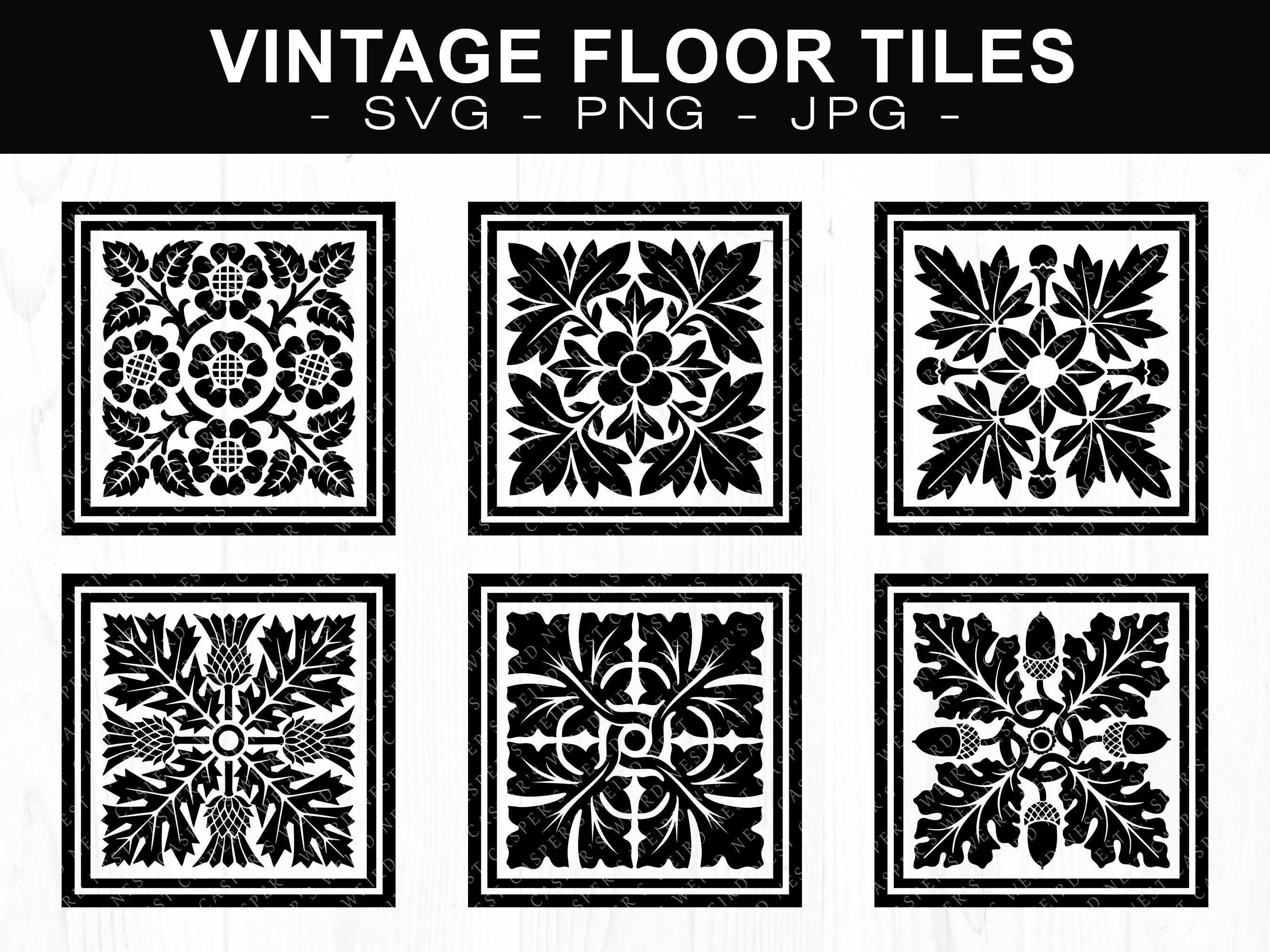 Vintage Tile Bundle SVG, PNG, JPG Commercial Use, Instant Download ...