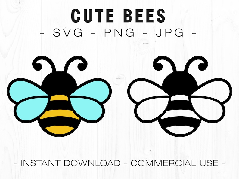 Cute Bees SVG PNG JPG Commercial Use Digital Cut File - Etsy