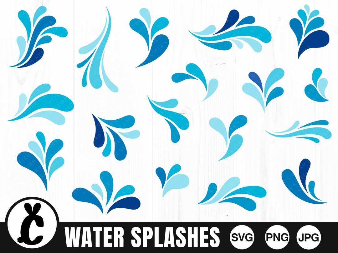 Water Splashes - SVG, PNG, JPG - Digital Cut File, Commercial Use ...