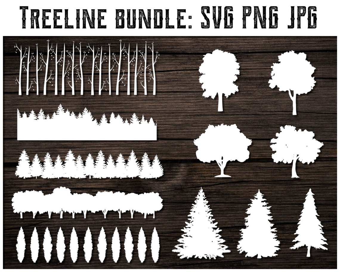 Treelines Bundle SVG PNG JPG Transparent Background | Etsy