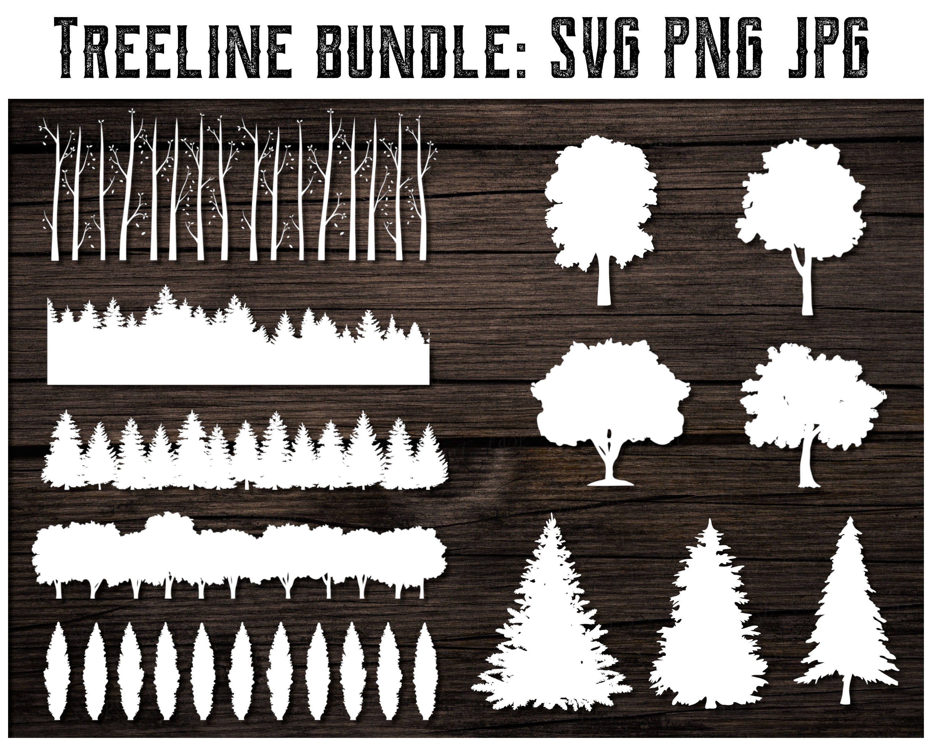 Treelines Bundle SVG PNG JPG Transparent Background - Etsy