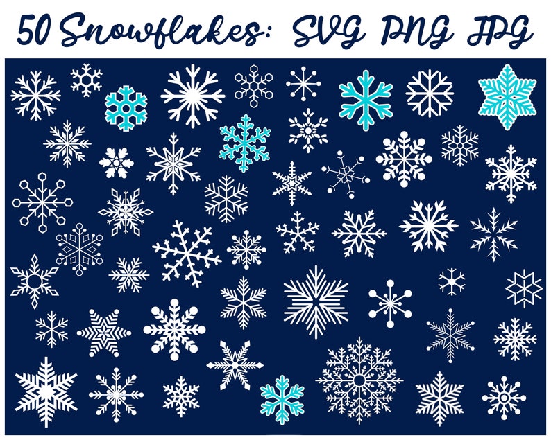 50 flocons de neige SVG bundle svg png jpg utilisation | Etsy