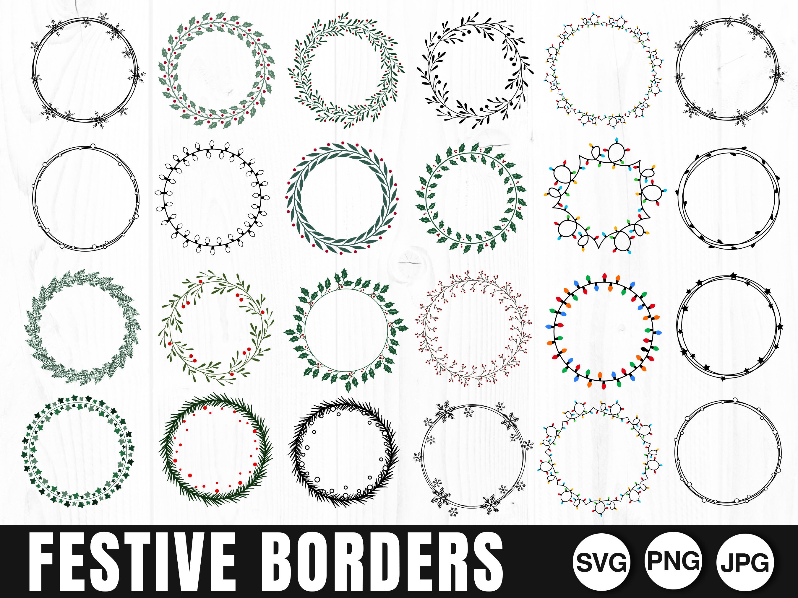 Xmas Borders SVG PNG JPG Digital Cut File Commercial - Etsy