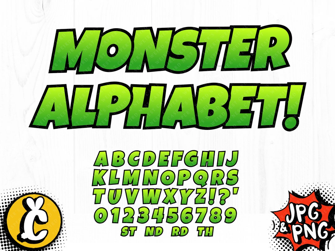 Comic Book, Letters - PNG - JPG - Instant Download, Comic Numbers ...