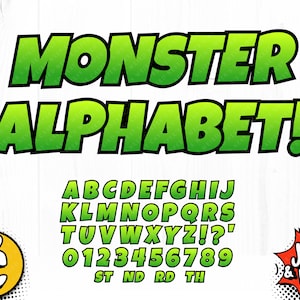 Comic Book, Letters - PNG - JPG - Instant Download, Comic Numbers ...