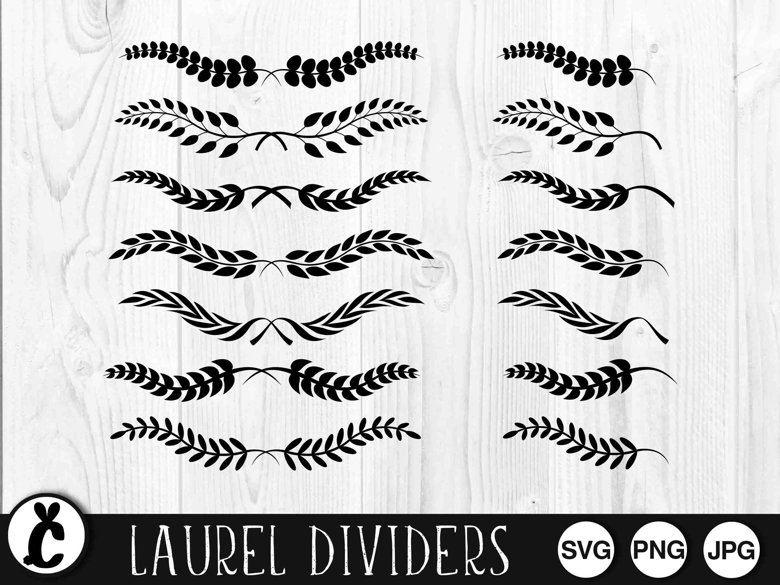 Laurel Dividers SVG PNG JPG Digital Cut File Commercial - Etsy