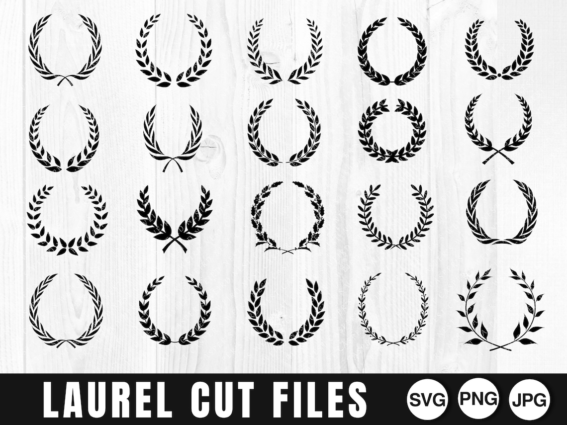 Laurel Bundle, SVG, PNG, JPG, Digital Cut File, Commercial Use, Instant ...