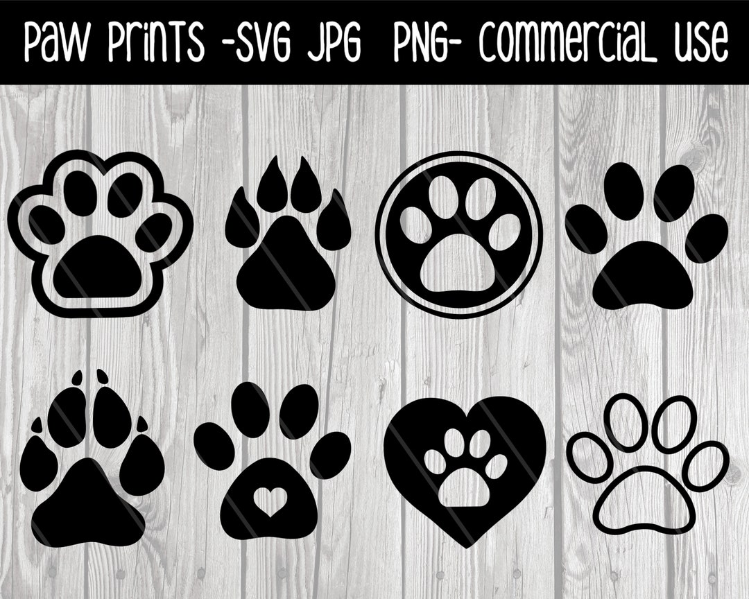 Dog / Cat Paw Silhouette Clipart Bundle - SVG, PNG, JPG, Digital Cut ...