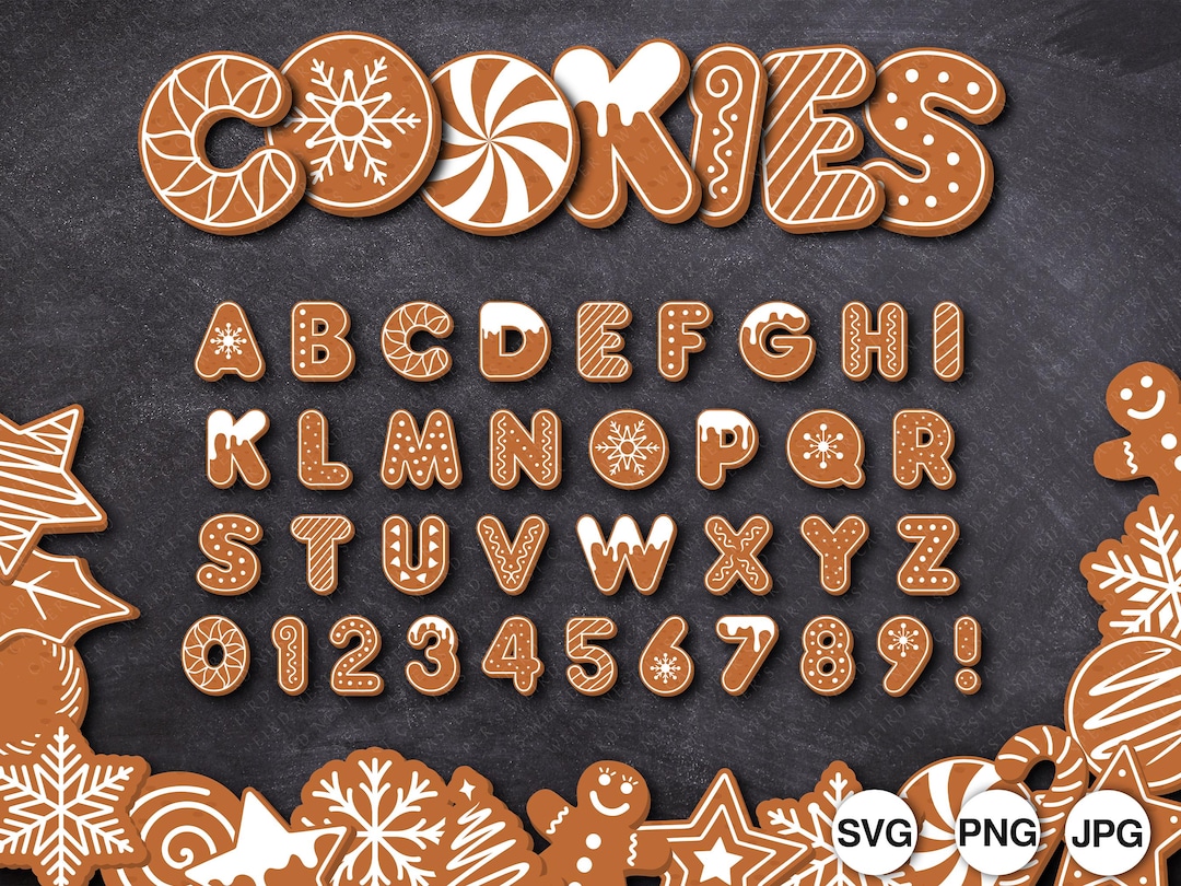 Gingerbread Alphabet - SVG, PNG, JPG, Digital Cut File, Commercial Use ...