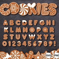 GINGERBREAD FONT SVG , Winter Font , Gingerbread Letters and Numbers ...