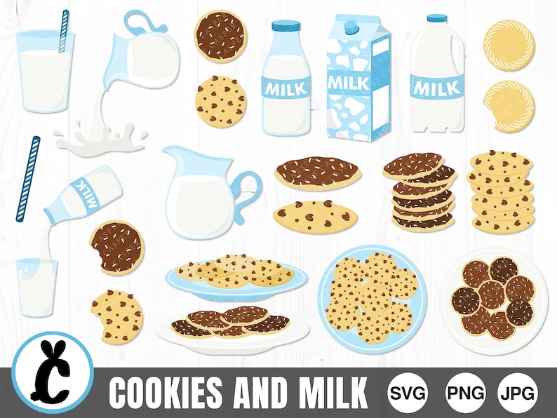 Cookies and Milk Clipart – SVG, PNG, JPG, Commercial Use (digital Cut ...
