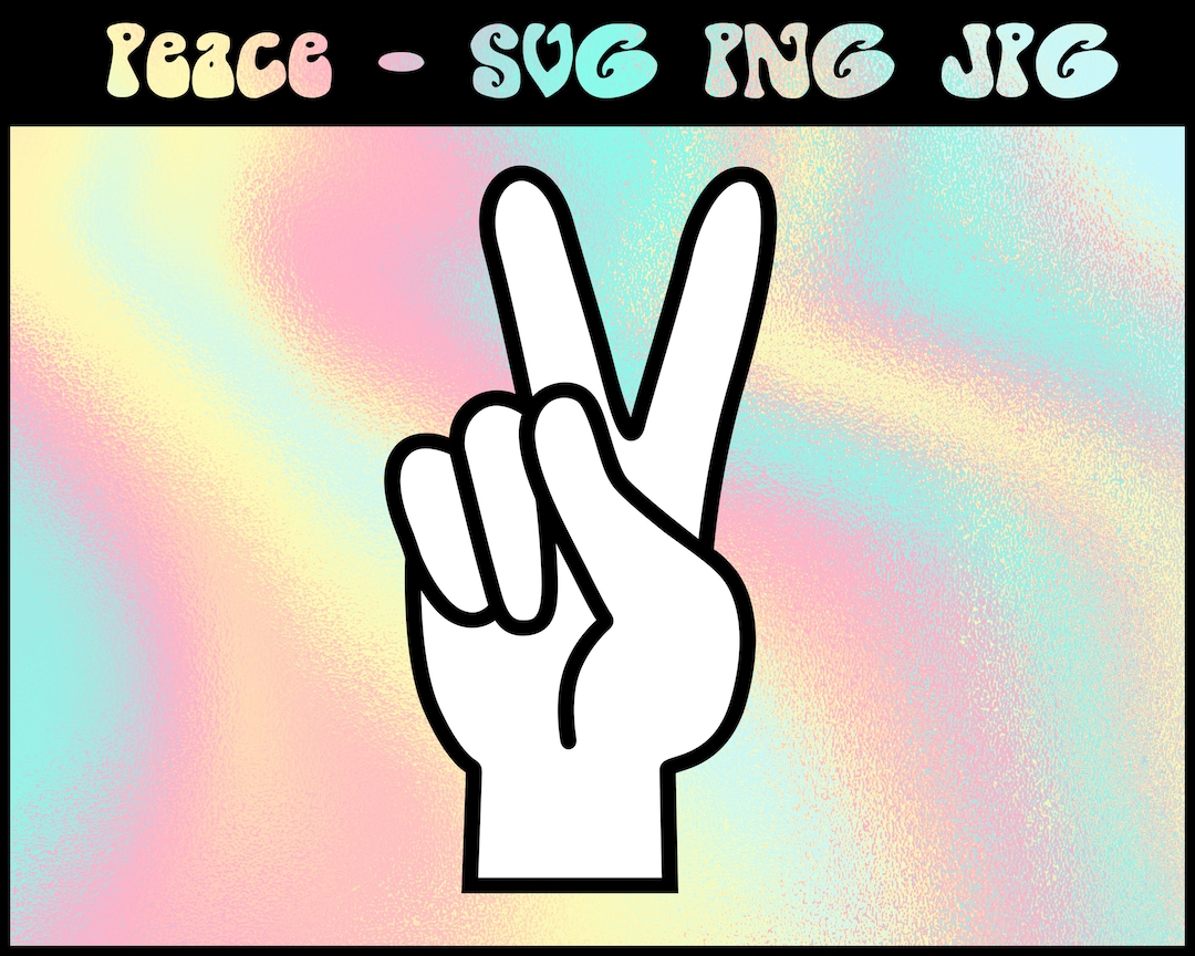 Peace Hand Sign - SVG PNG JPG - Transparent Background - Commercial Use ...