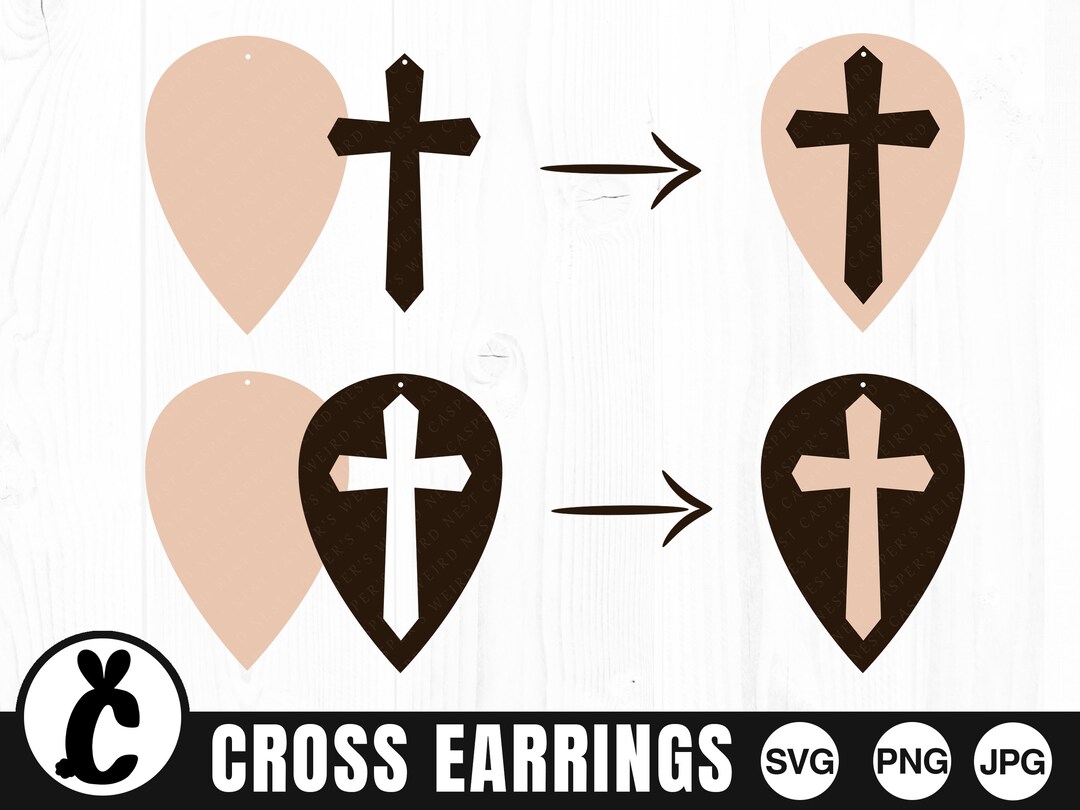 Layered Cross, Earring Template, SVG, PNG, Commercial Use, Earring Cut ...