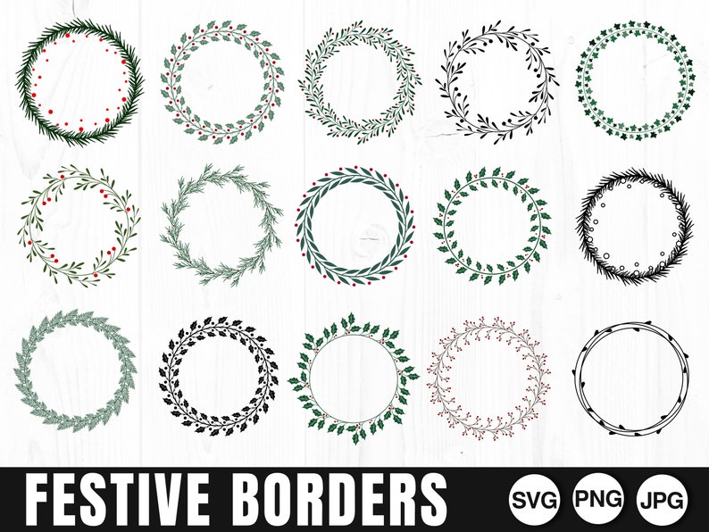 Leafy Borders SVG PNG JPG Digital Cut File Commercial - Etsy