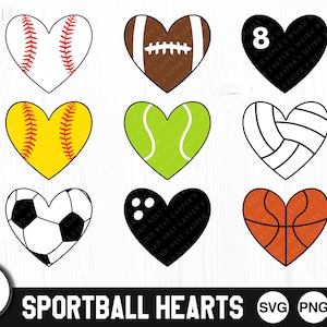Sportball Hearts SVG – Layered Cut Files for Cricut (commercial Use) - Etsy