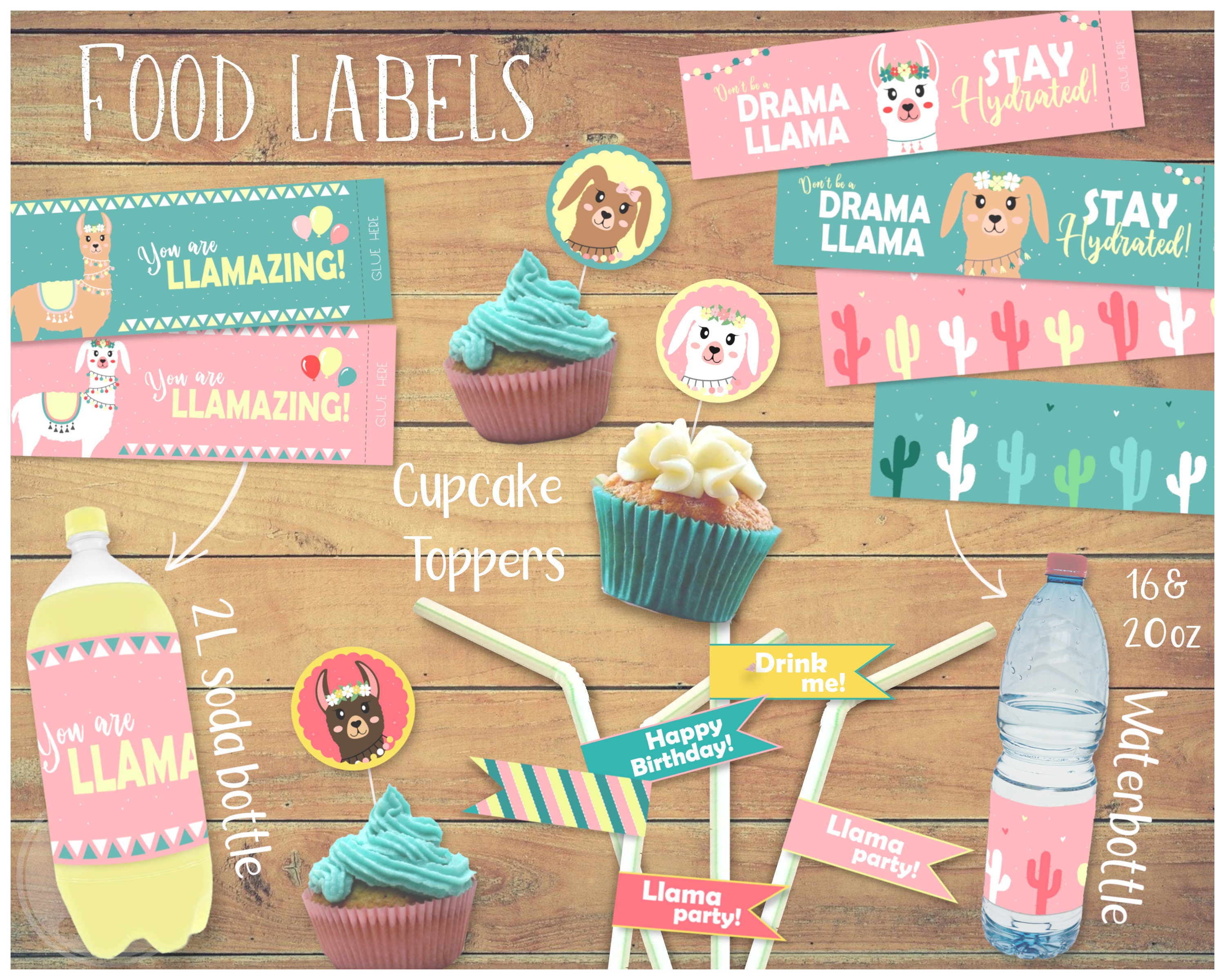 Printable Llama Themed Party Megapack Customisable | Etsy