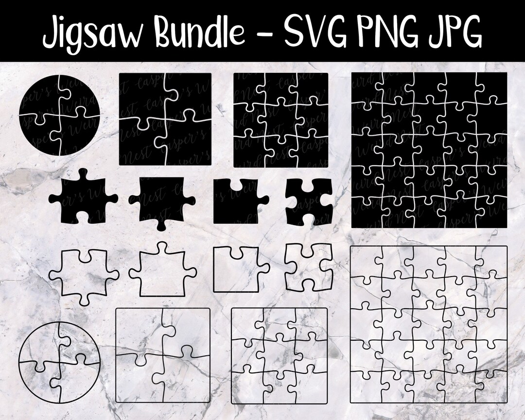 Jigsaw Pieces Bundle - SVG, PNG, JPG - Commercial Use, Instant Download ...