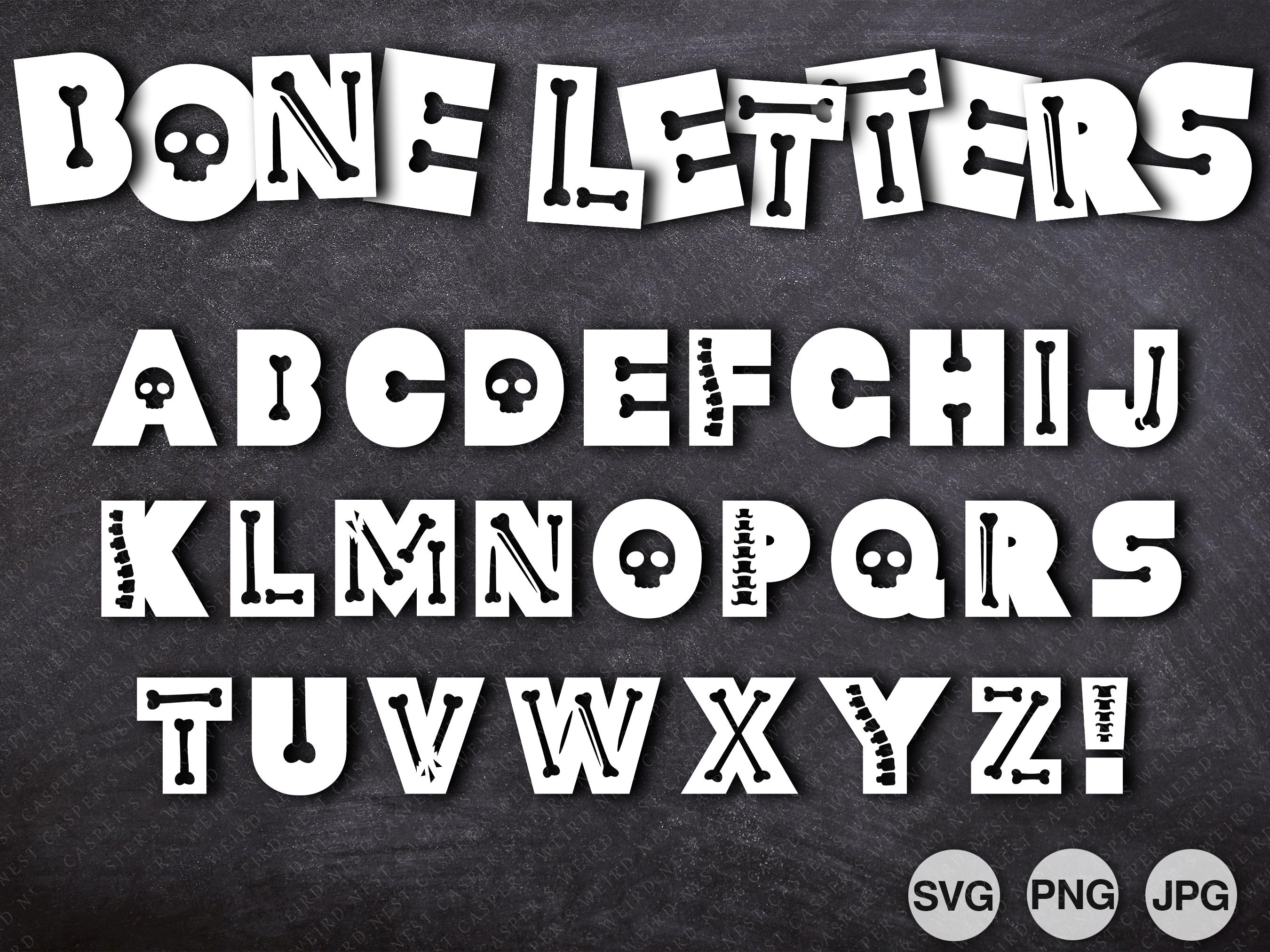 Bone Letters SVG, PNG, JPG, Commercial Use, Instant Download, Bone ...