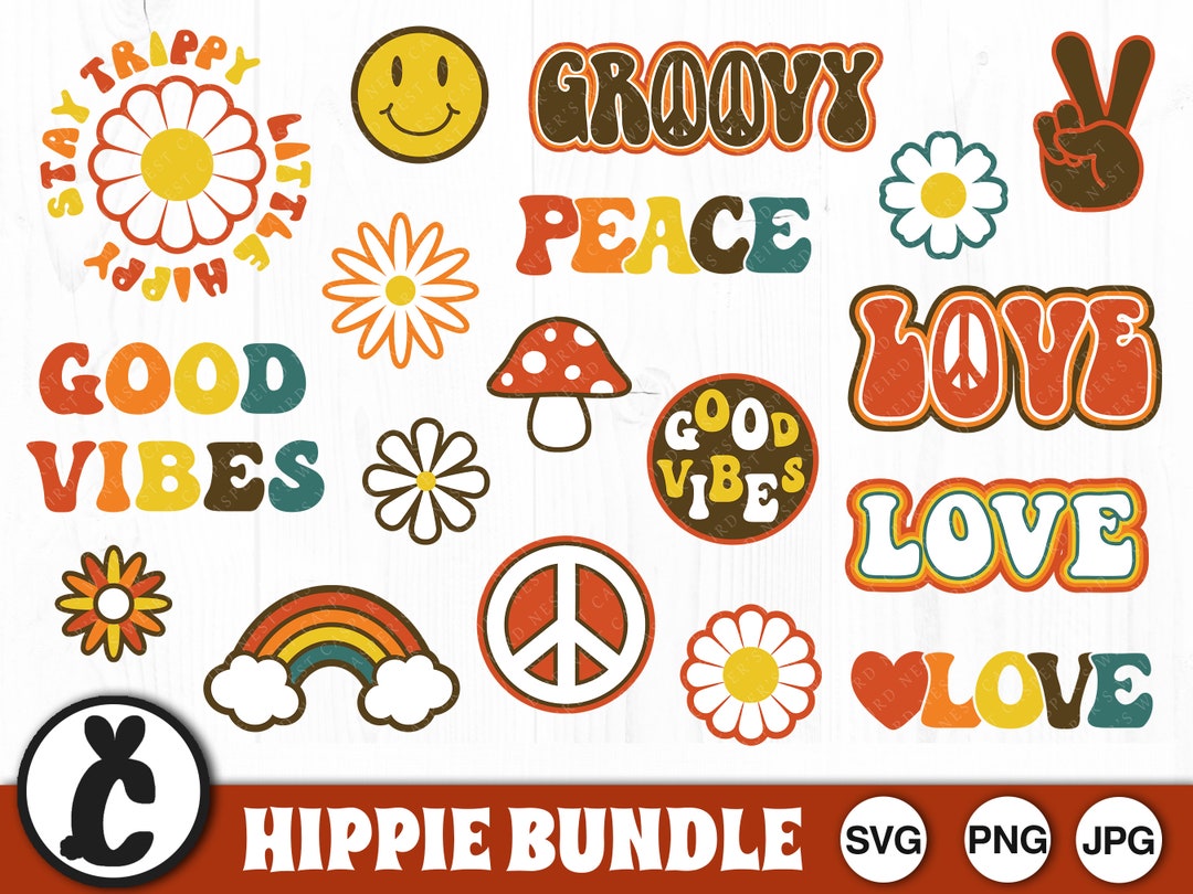 Groovy Hippie Clipart Bundle – SVG, PNG, JPG (digital Download) - Etsy