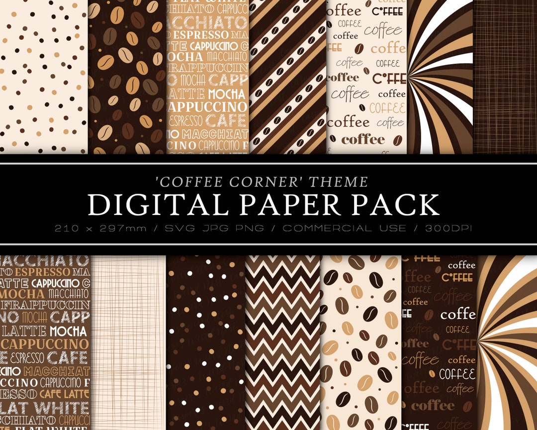 Coffee Pattern Bundle - SVG, PNG, JPG - Digital Paper Pack,digital Cut ...