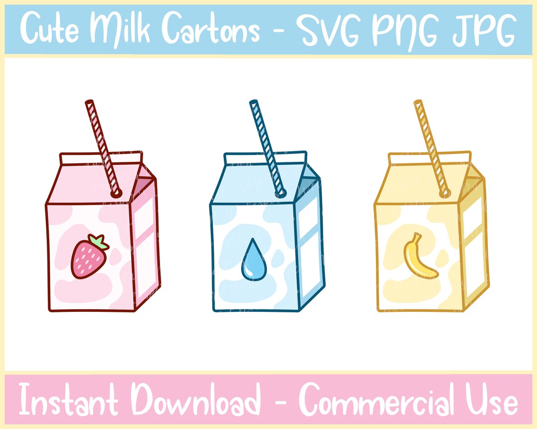 Flavoured Milk Cartons - SVG, PNG, JPG, Digital Cut File, Instant ...