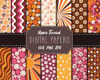 Hippie Digital Papers - PNG, JPG, SVG - Commercial Use, Instant ...