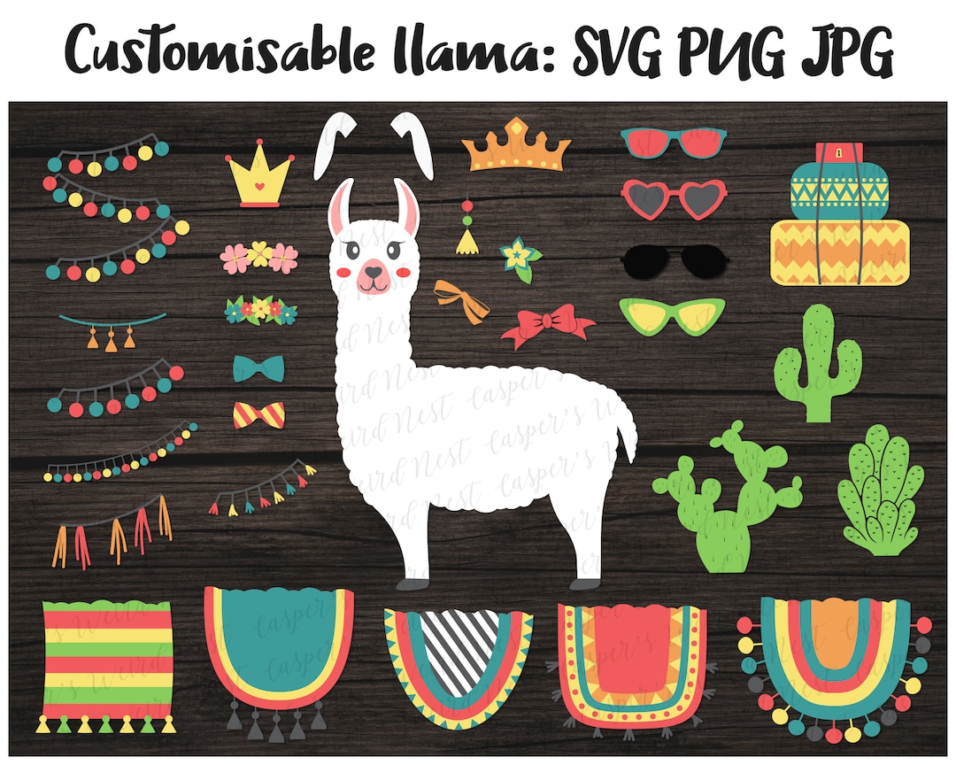 Customizable Llama Clipart Bundle – SVG, PNG, JPG (digital Download) - Etsy