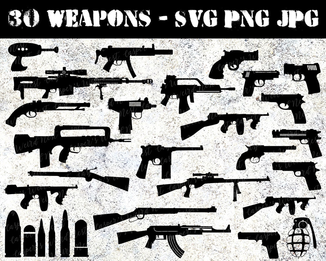 Weapon Bundle - SVG, PNG, JPG - Commercial Use, Digital Cut File ...