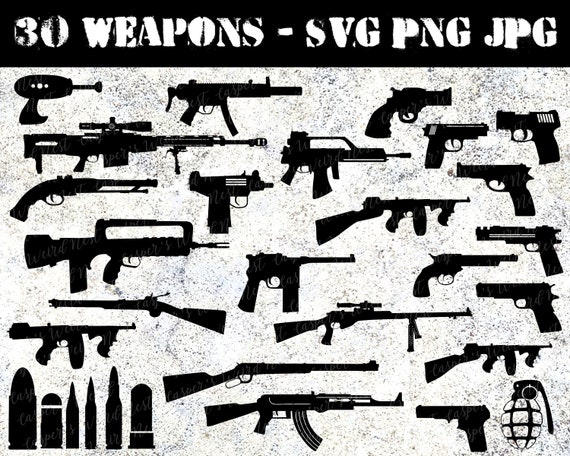 Weapon Bundle SVG PNG JPG Commercial Use Digital Cut - Etsy