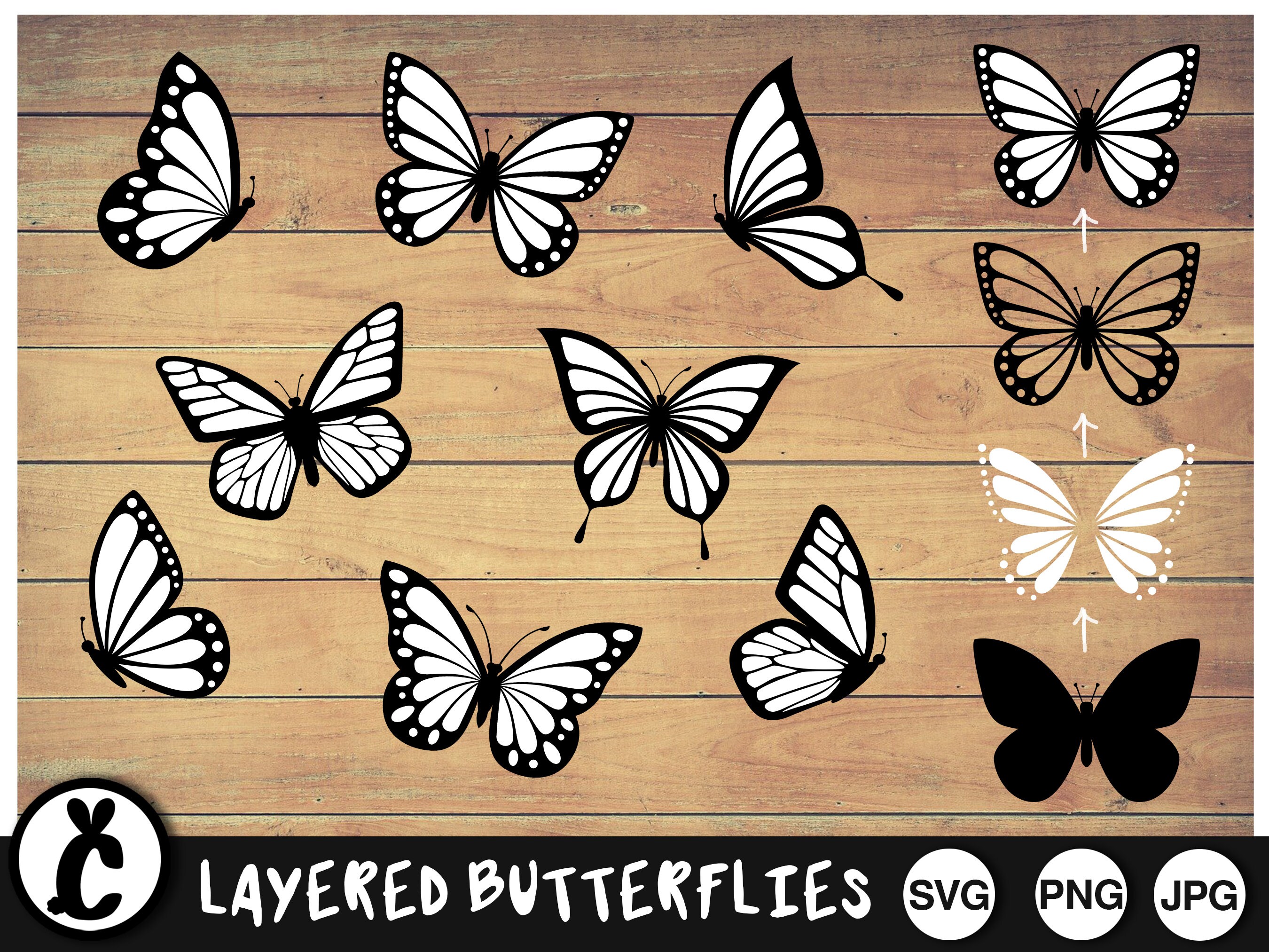 Layered Butterflies SVG PNG Layered Cut File Digital Cut - Etsy
