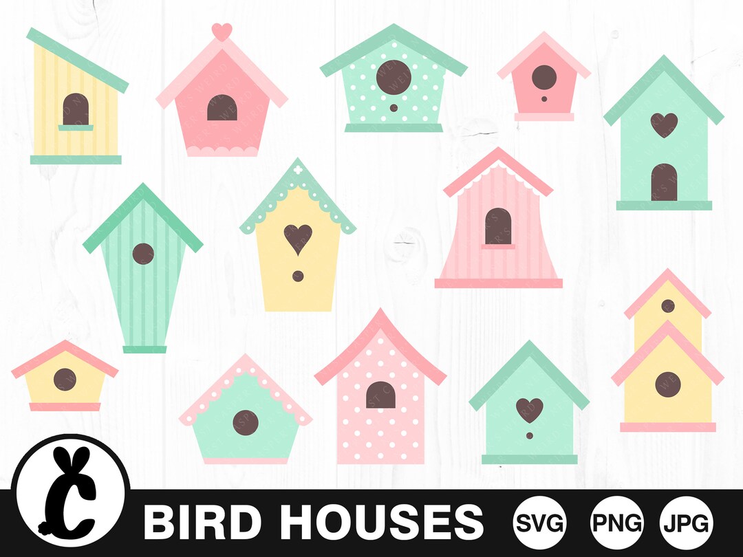 Pastel Bird Houses - SVG, PNG, JPG - Digital Cut File, Commercial Use ...