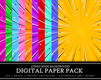 Comic Superhero Themed Digital Paper Commercial Use Instant Download - Etsy