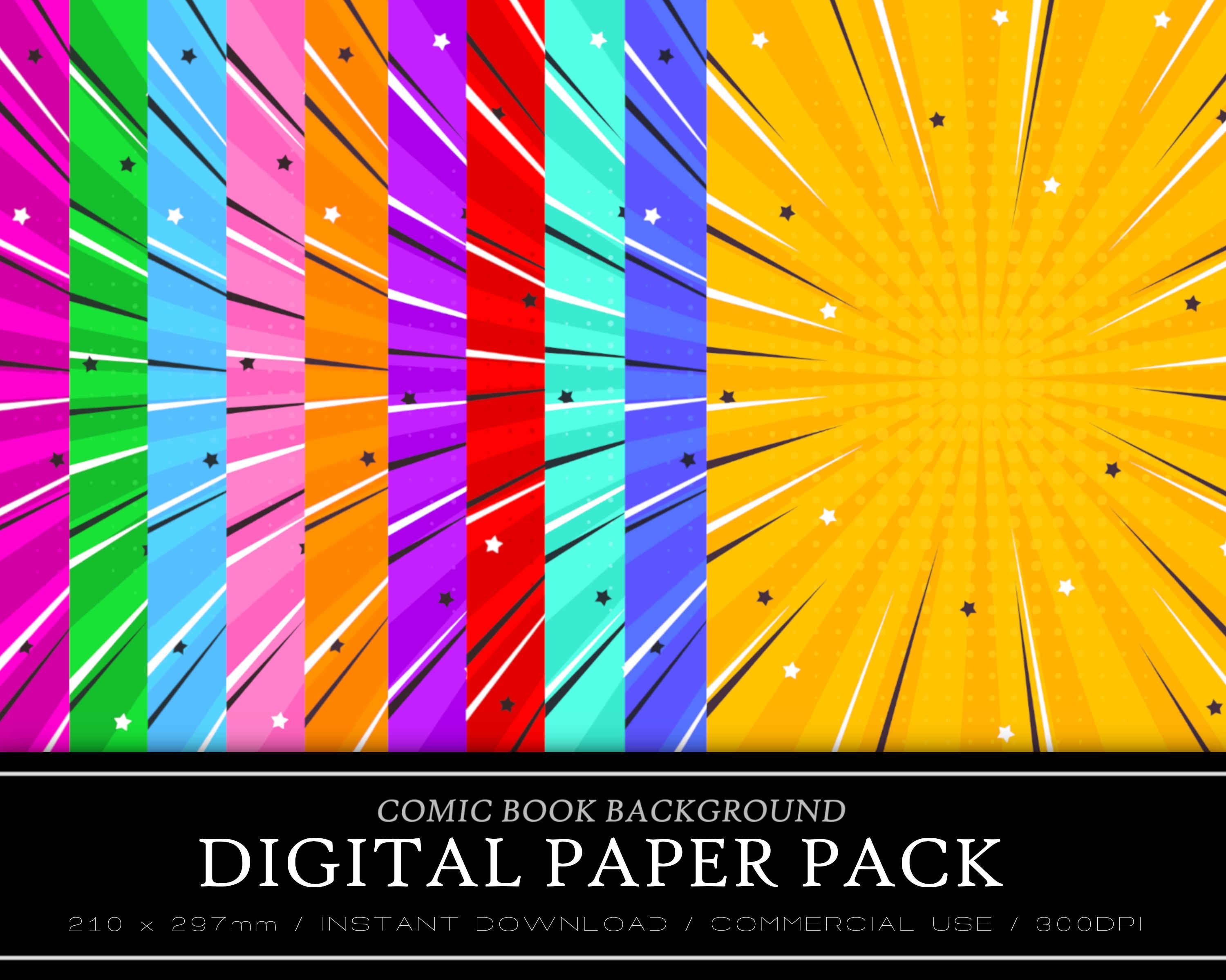 Comic Book Digital Papers / Background PNG & JPG | Etsy