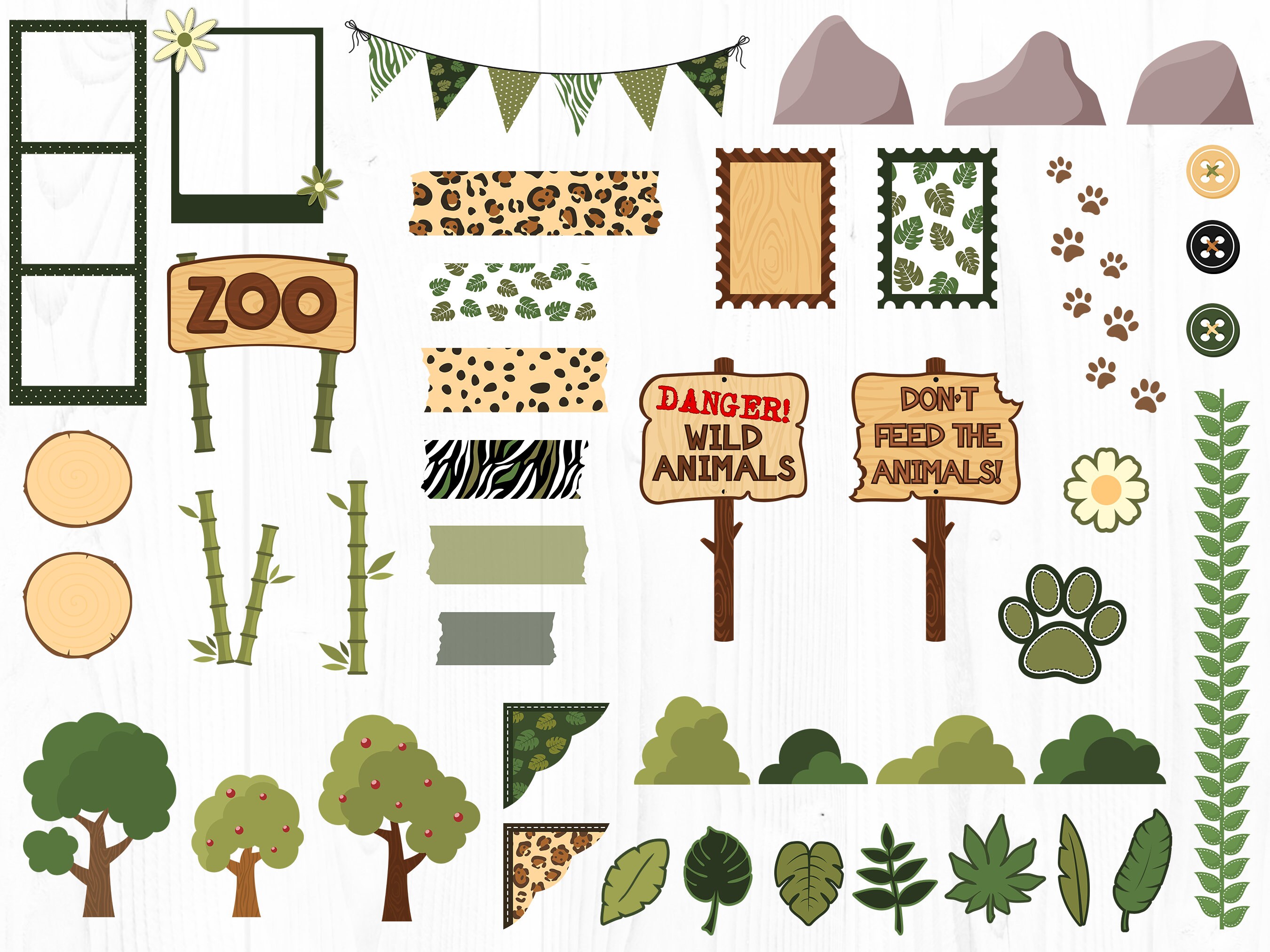 Day at the Zoo Digital Scrapbooking Kit Instant Download - Etsy