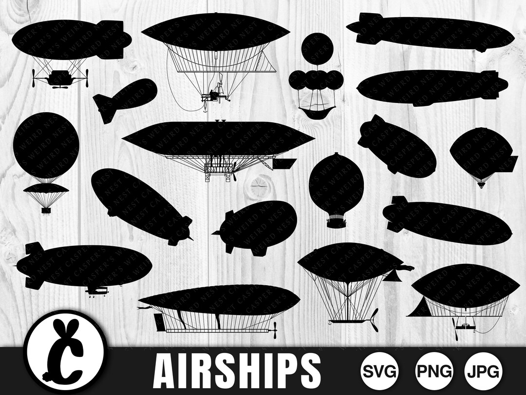 Airship Bundle, SVG, PNG, JPG, Zeppelin Svg, Air Balloon, Commercial ...