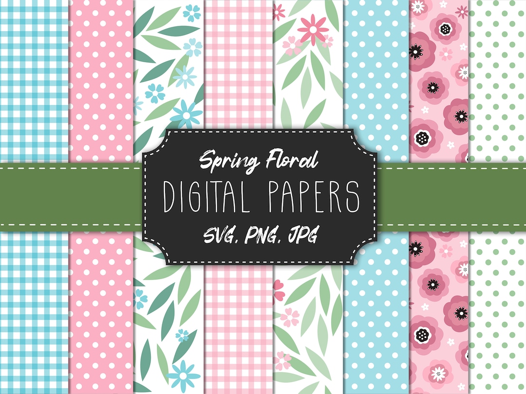 Seamless Spring Patterns, SVG, PNG, JPG, Digital Cut File, Commercial ...