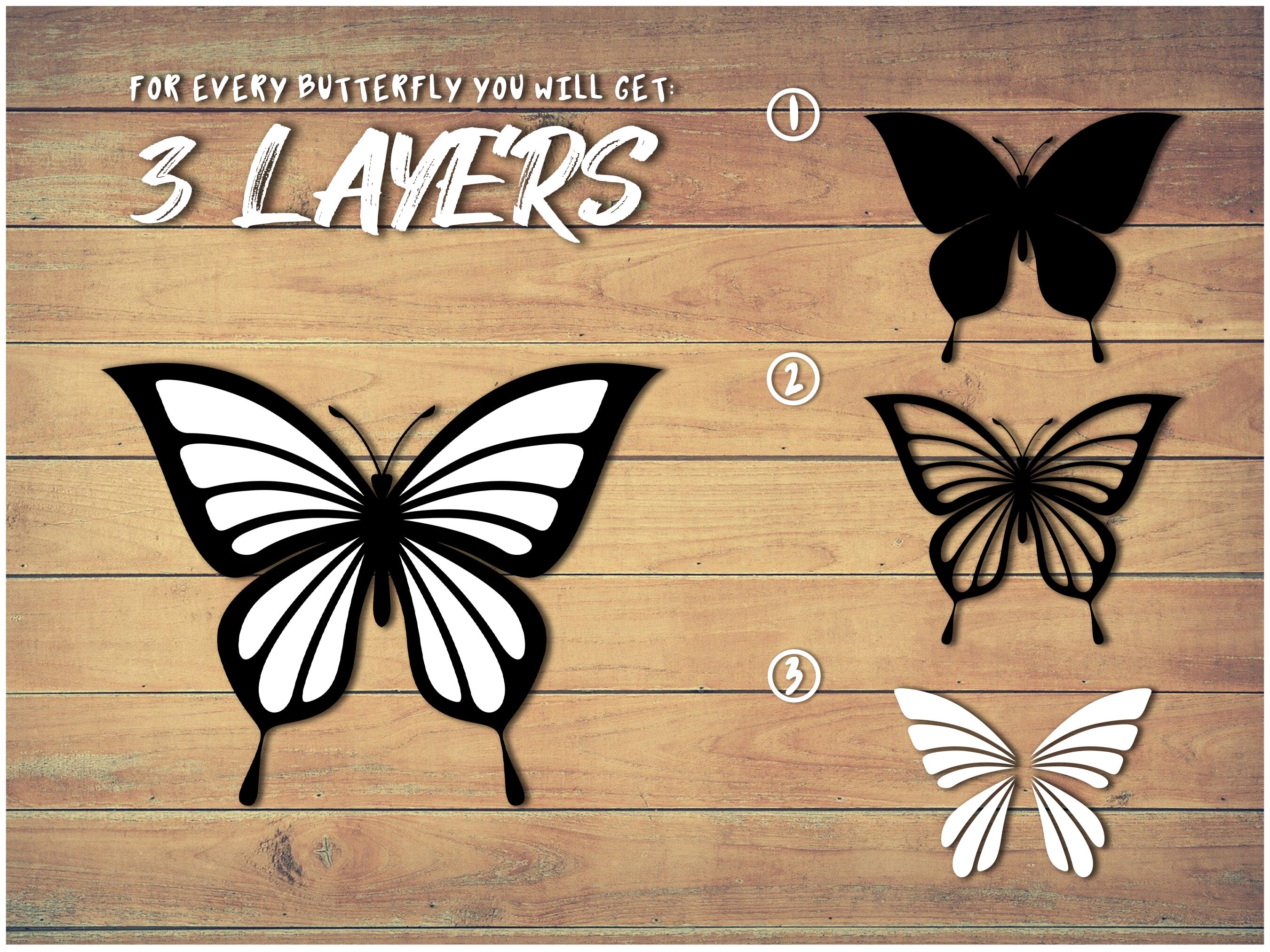 Layered Butterflies SVG PNG Layered Cut File Digital Cut - Etsy