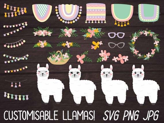 Customisable Llama Bundle SVG PNG JPG Digital Cut File - Etsy