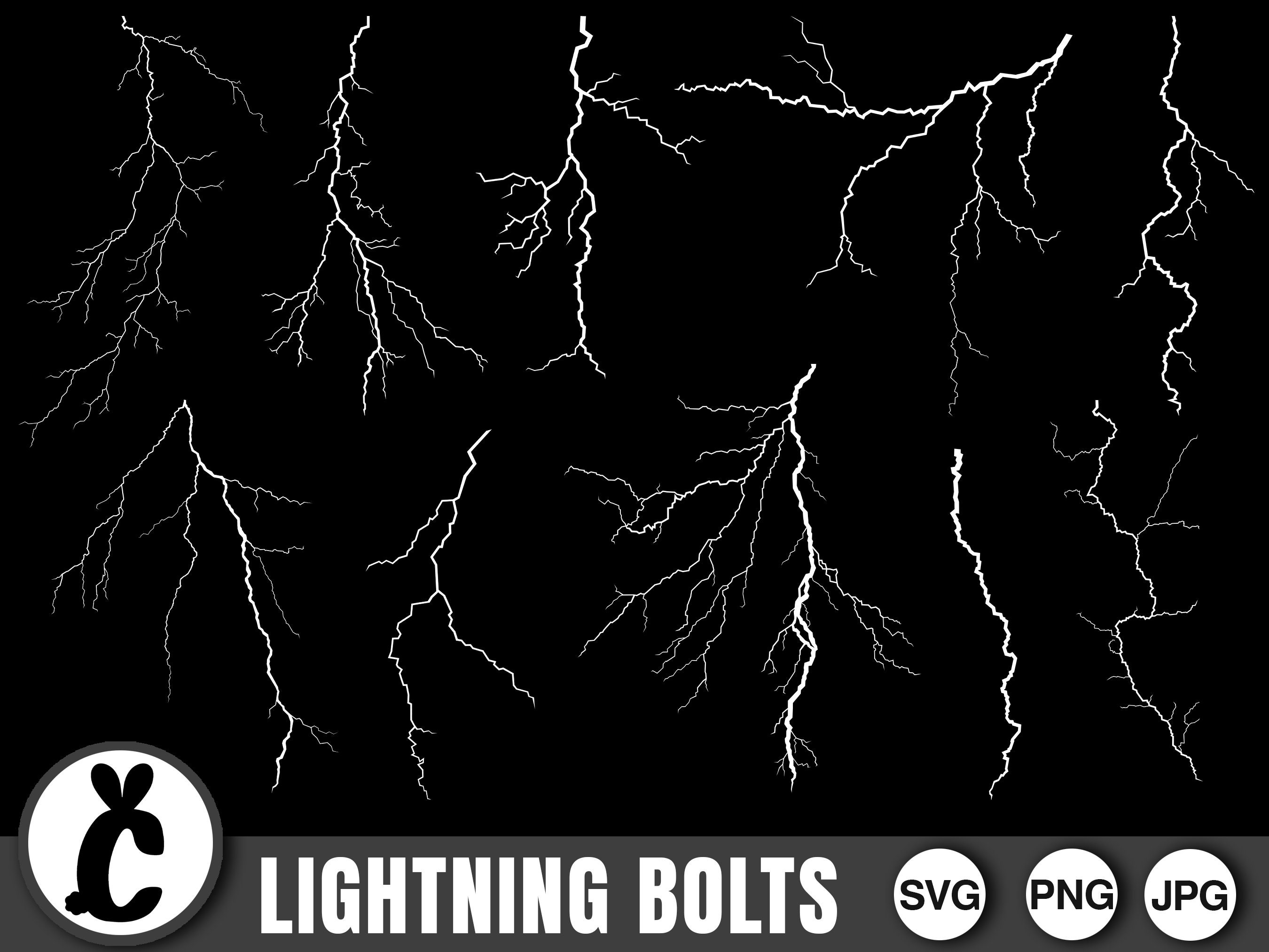White Lightning Bolt, SVG, PNG, Commercial Use, Digital Cut File, File ...