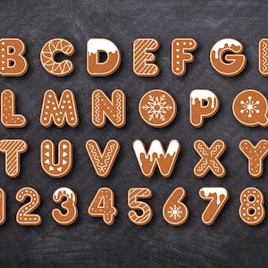 Gingerbread Alphabet - SVG, PNG, JPG, Digital Cut File, Commercial Use ...